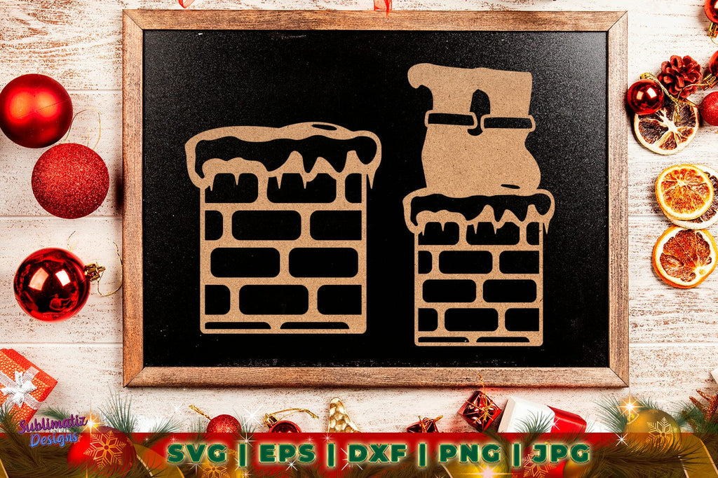Santa Goes Down A Chimney With Snow SVG | Christmas Cut File ...