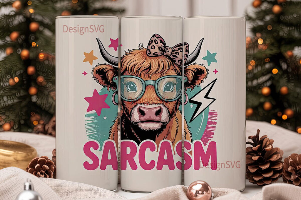 Sarcastic Highland Cow 20oz Tumbler Wrap - So Fontsy
