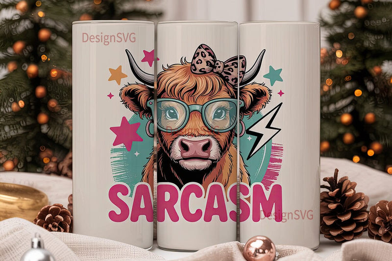 Sarcastic Highland Cow 20oz Tumbler Wrap - So Fontsy