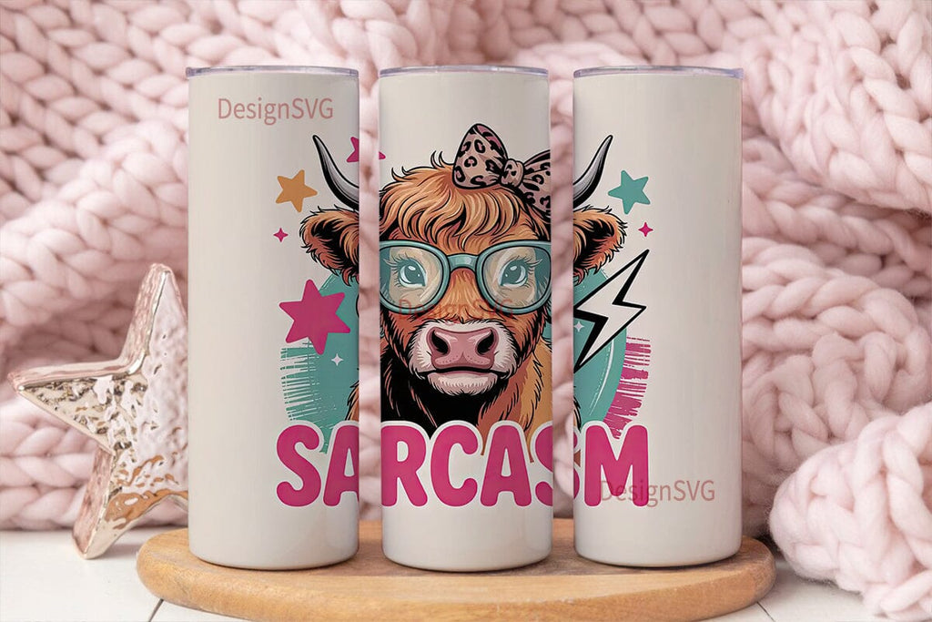 Sarcastic Highland Cow 20oz Tumbler Wrap - So Fontsy