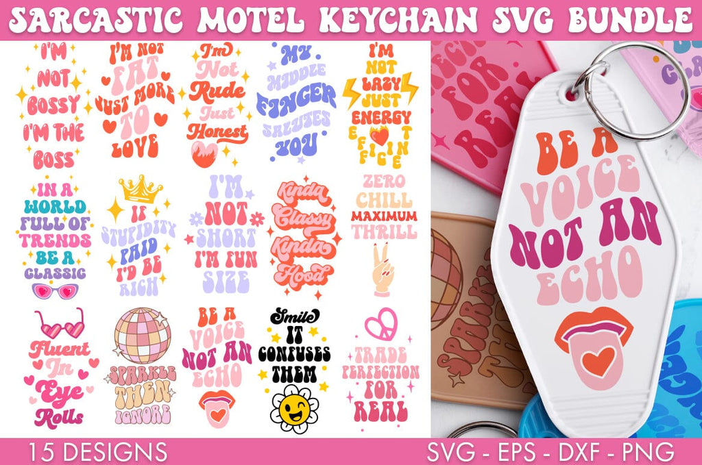 Sarcastic Motel Keychain SVG Bundle Sublimation Cut file - So Fontsy