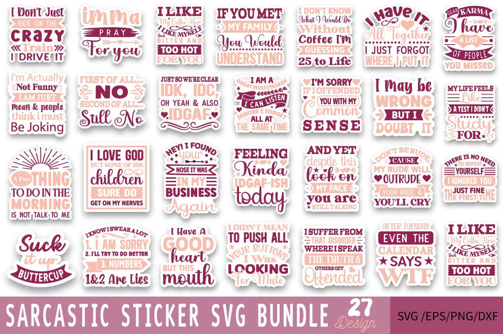 sarcastic sticker svg bundle - So Fontsy