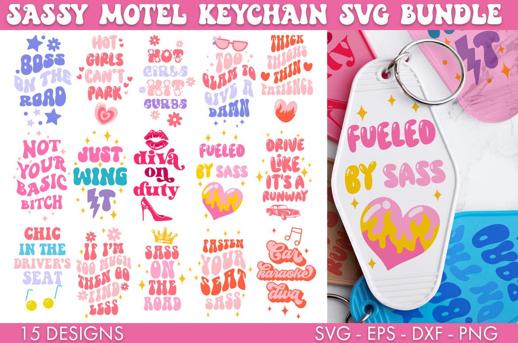 Sassy Motel Keychain SVG Bundle Sublimation Cut file - So Fontsy