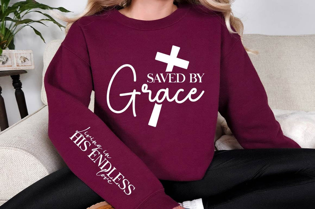 Saved By Grace Sleeve SVG Design - So Fontsy