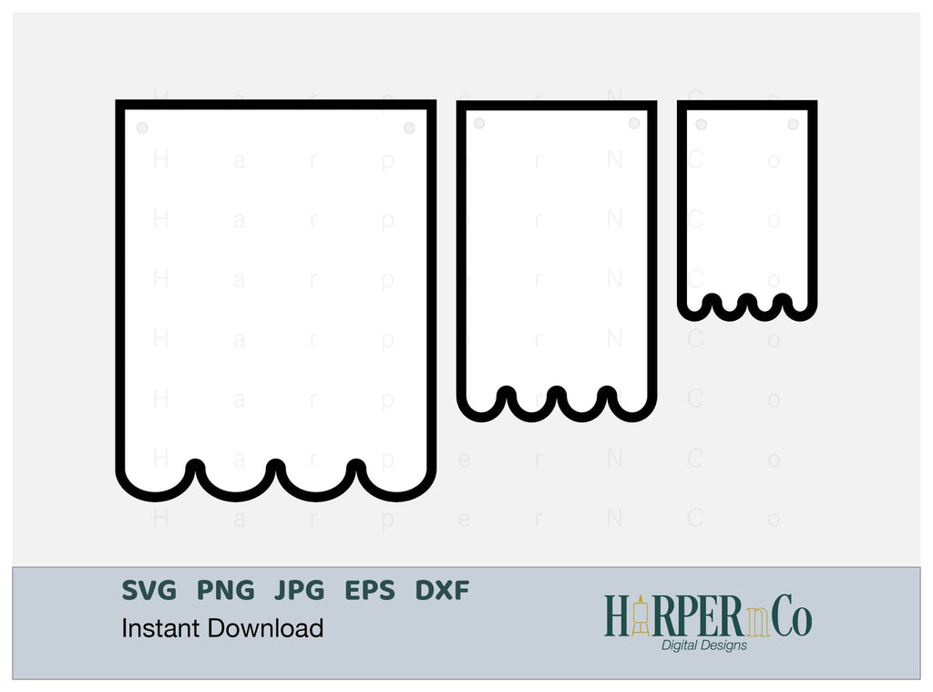 Scallop Banner SVG PNG Cut EPS File - So Fontsy