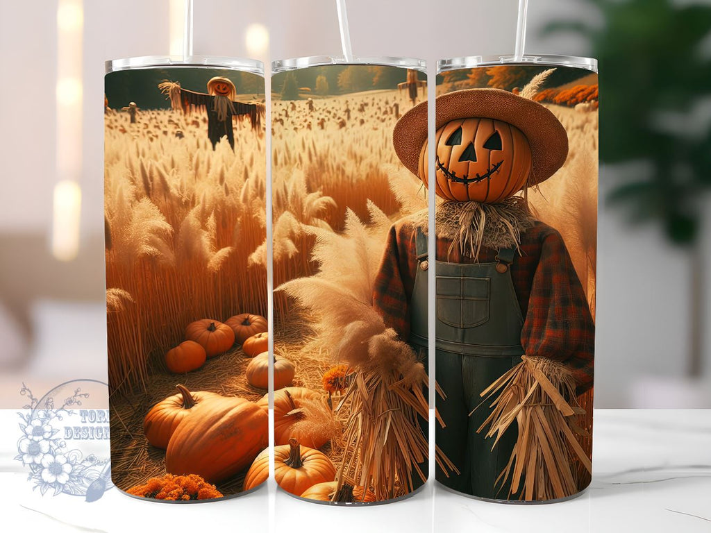 Scary Pumpkin Patch 20oz Skinny Tumbler, Scarecrow Pumpkin Patch ...
