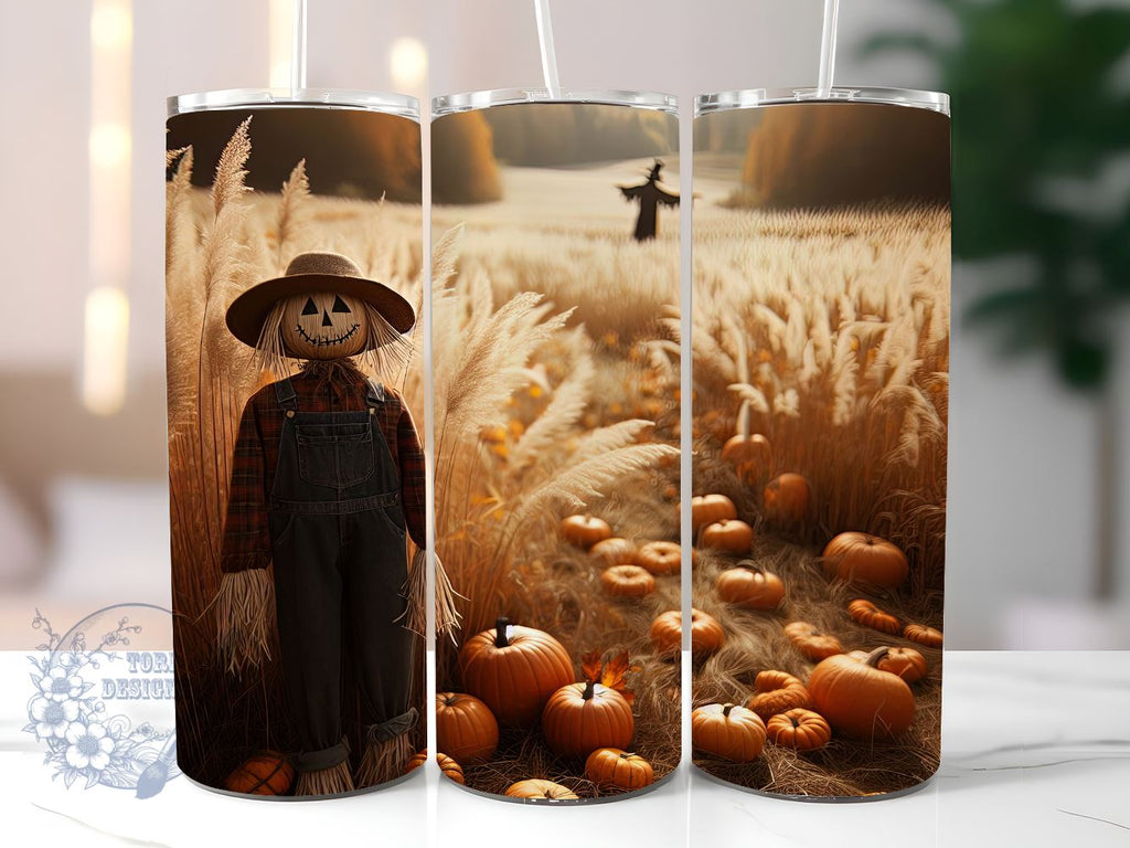 Scary Pumpkin Patch 20oz Skinny Tumbler, Scarecrow Pumpkin Patch ...
