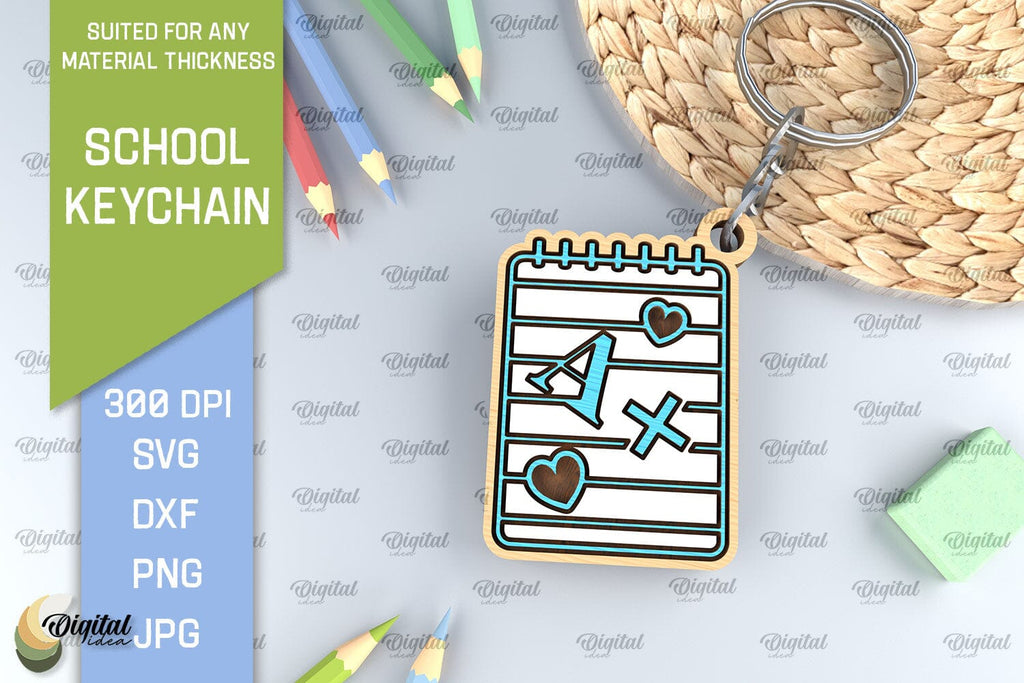 School Wooden Keychains Laser Cut Bundle. Key Rings for Kids - So Fontsy