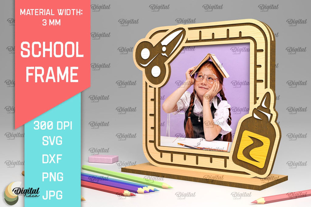 School Wooden Photo Frame Laser Cut. School Frame SVG - So Fontsy