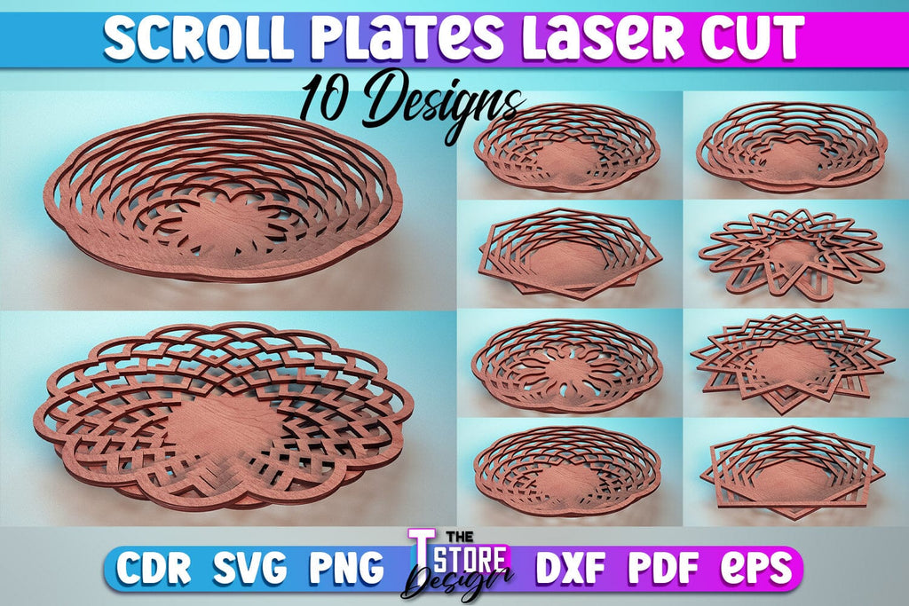 Scroll Plates Laser Cut | Home Laser Cut Design | CNC Files - So Fontsy
