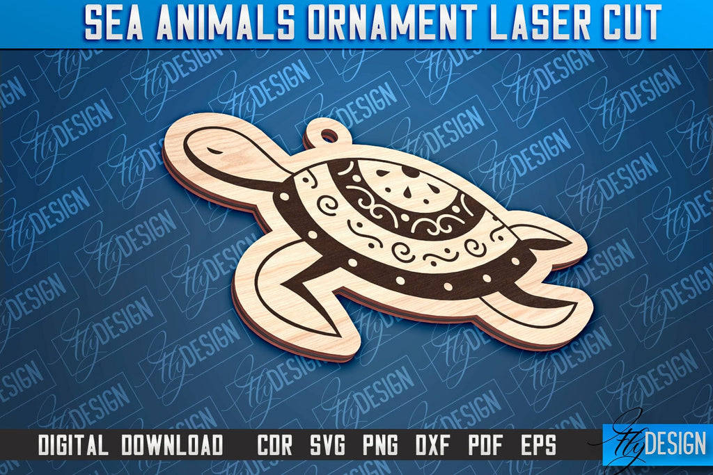 Sea Animals Ornaments Laser Cut | Turtle Laser Cut Design | CNC File ...