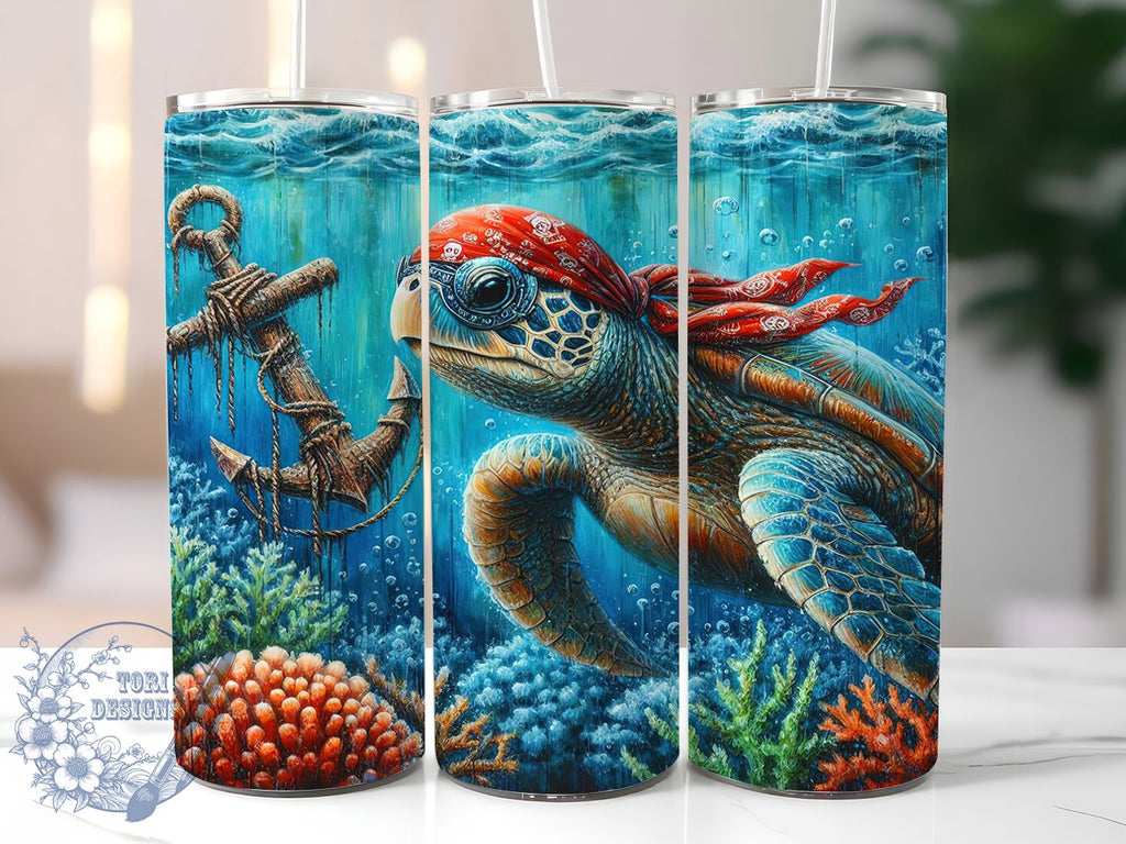Sea Turtle Ocean Life Tumbler Wrap, Ocean Life Tumbler Wrap, 20oz ...