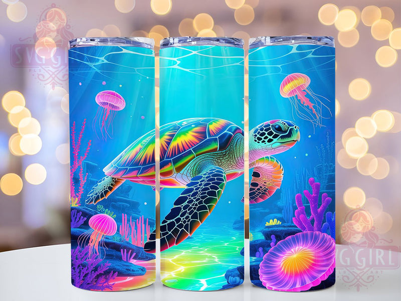 Sea Turtle Ocean Tumbler Wrap, Ocean Lover Design, Sea Life Tumbler ...