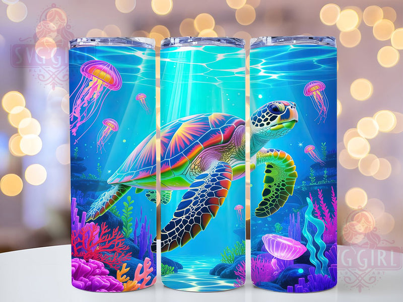 Sea Turtle Ocean Tumbler Wrap, Ocean Lover Design, Sea Life Tumbler ...