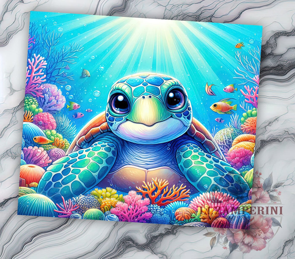 Sea Turtle Tumbler, Ocean Lover Gift, Sublimation Wrap, Marine Life ...