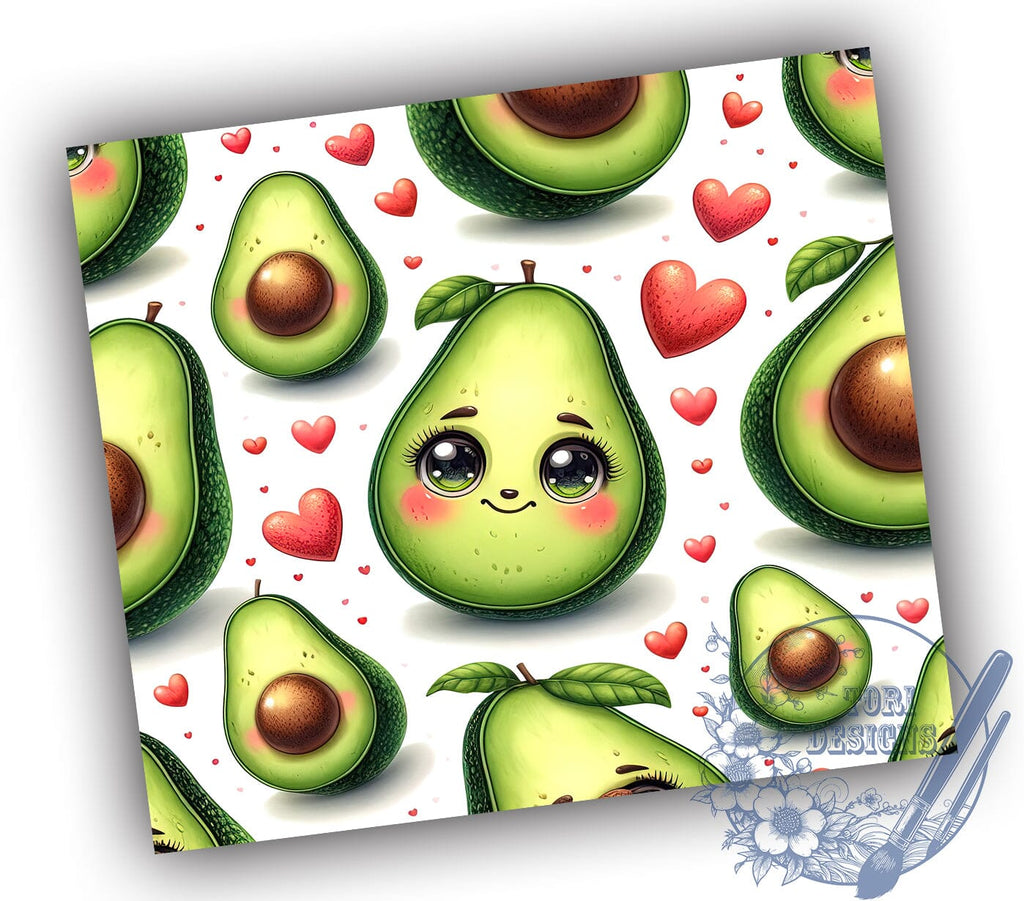 Seamless Avocado 20oz Skinny Tumbler, Avocado Tumbler Png, Straight ...