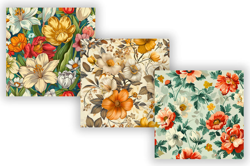 Seamless Vintage Floral Garden: Retro Charm, Vintage-Inspired Spring ...