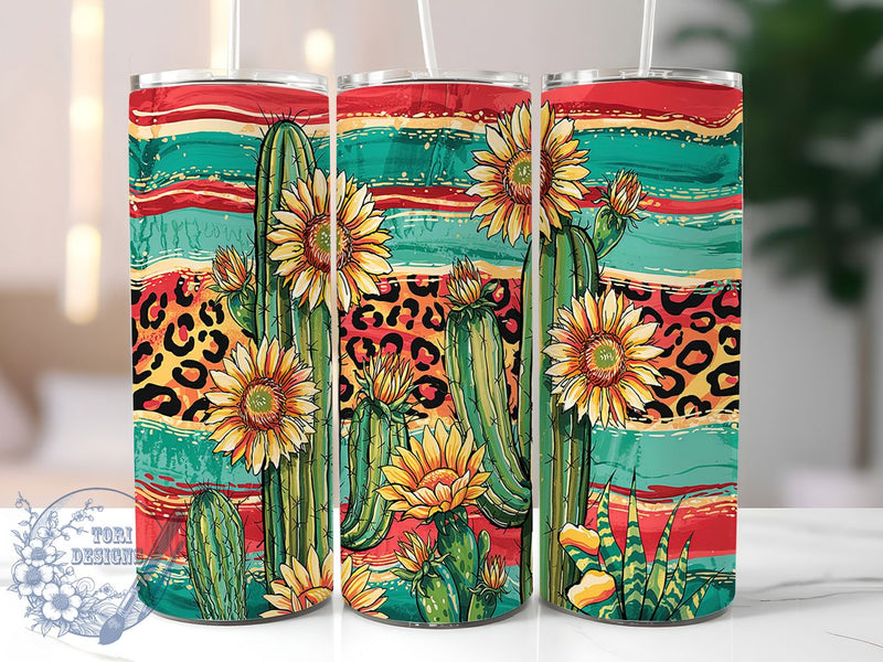 Serape Leopard Cactus Tumbler Wrap, Leopard Print Design, Cactus ...