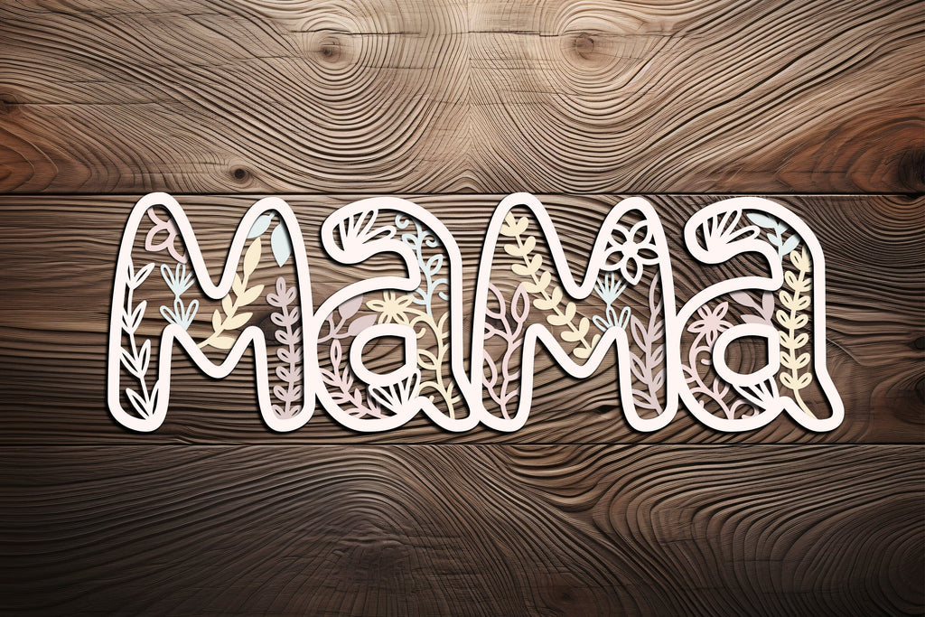 Set of 5 Floral Family Name Signs Mom Mum Mama Dad - So Fontsy