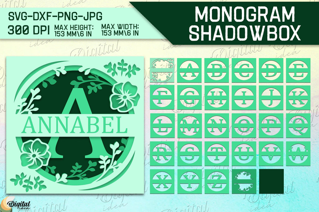 Shadow Box Alphabet SVG Bundle. Personalized Paper Monogram - So Fontsy