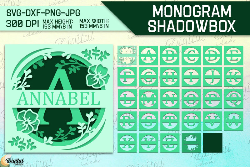 Shadow Box Alphabet SVG Bundle. Personalized Paper Monogram - So Fontsy