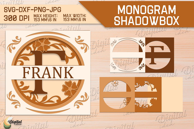 Shadow Box Alphabet SVG. Letter F. Personalized Paper Monogram - So Fontsy