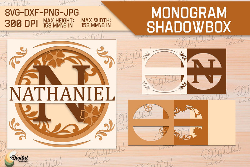 Shadow Box Alphabet SVG. Letter N. Personalized Split Monogram - So Fontsy