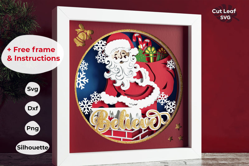 Shadow box svg Christmas - 3d Santa svg, Shadow Box svg, Christmas svg ...