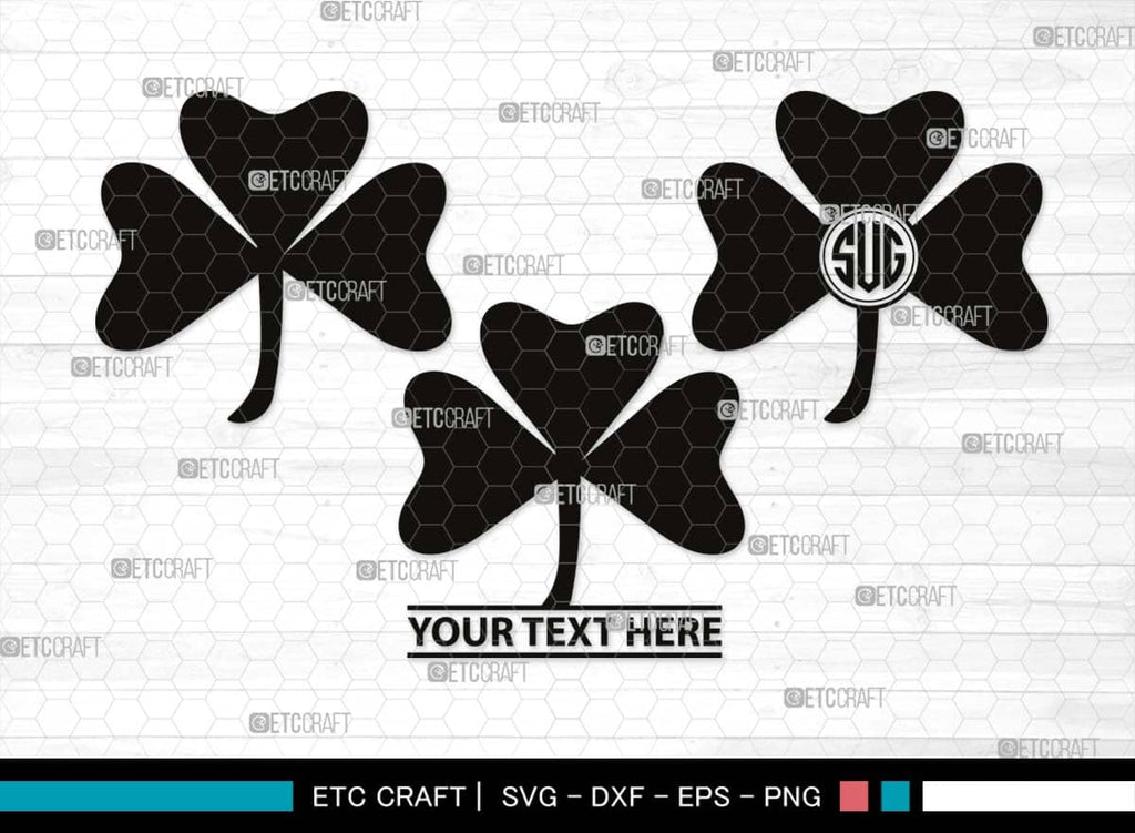 Shamrock Monogram, Shamrock Silhouette, Shamrock SVG, Clover Leaf Svg ...