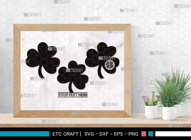 Shamrock Monogram, Shamrock Silhouette, Shamrock SVG, Clover Leaf Svg ...
