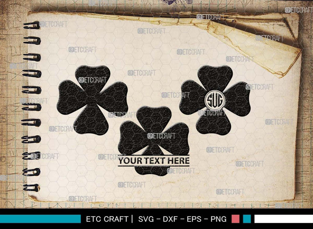 Shamrock Monogram, Shamrock Silhouette, Shamrock SVG, Clover Leaf Svg ...