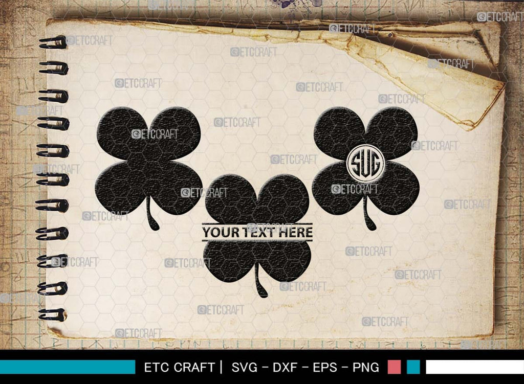 Shamrock Monogram, Shamrock Silhouette, Shamrock SVG, Clover Leaf Svg ...