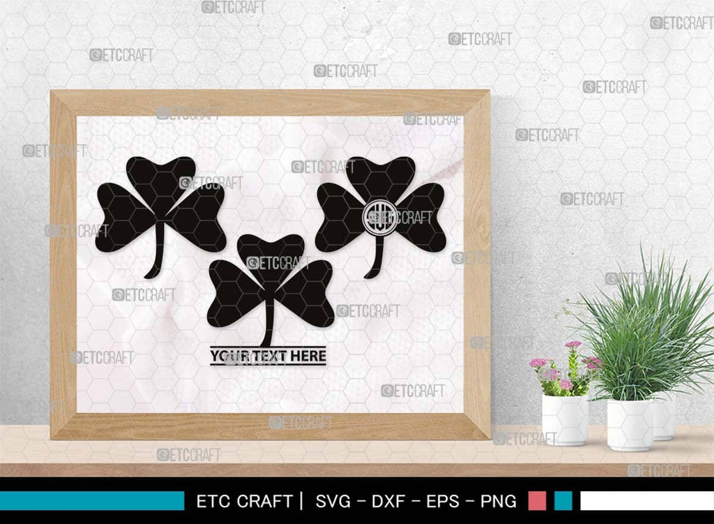 Shamrock Monogram, Shamrock Silhouette, Shamrock SVG, Clover Leaf Svg ...