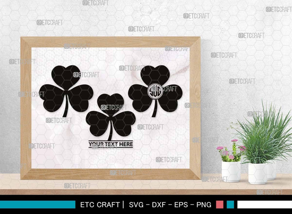 Shamrock Monogram, Shamrock Silhouette, Shamrock SVG, Clover Leaf Svg ...