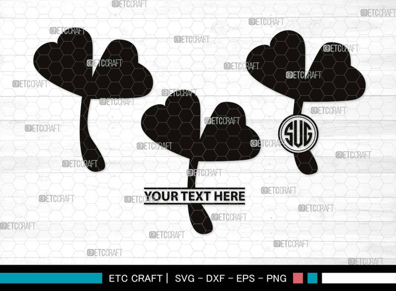 Shamrock Monogram, Shamrock Silhouette, Shamrock SVG, Clover Leaf Svg ...