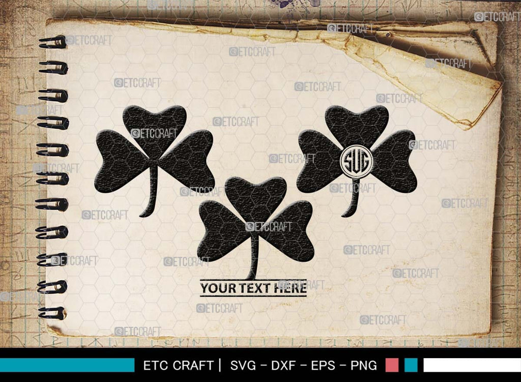 Shamrock Monogram, Shamrock Silhouette, Shamrock SVG, Clover Leaf Svg ...