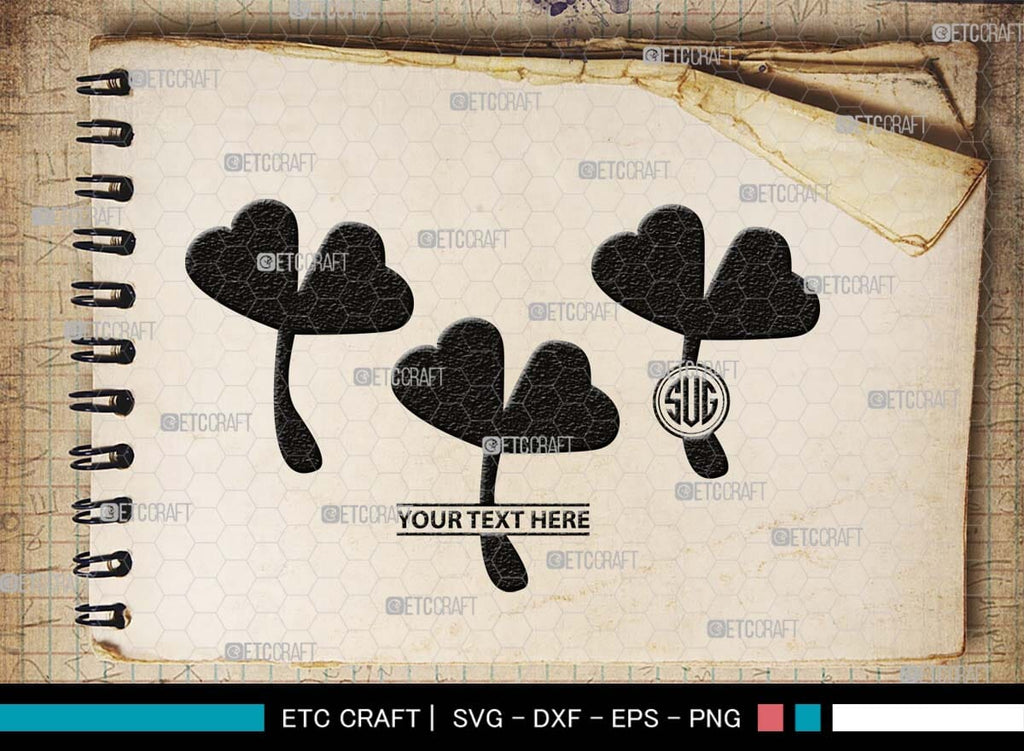 Shamrock Monogram, Shamrock Silhouette, Shamrock SVG, Clover Leaf Svg ...