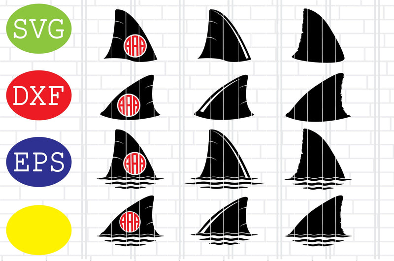 Shark Fin Svg, Shark Fin Above Water, Shark Fin Monogram Svg, Jpg, Eps ...