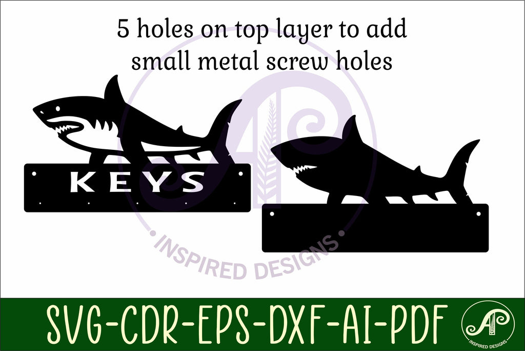Shark Key holder Ocean designs for wood and metal - So Fontsy