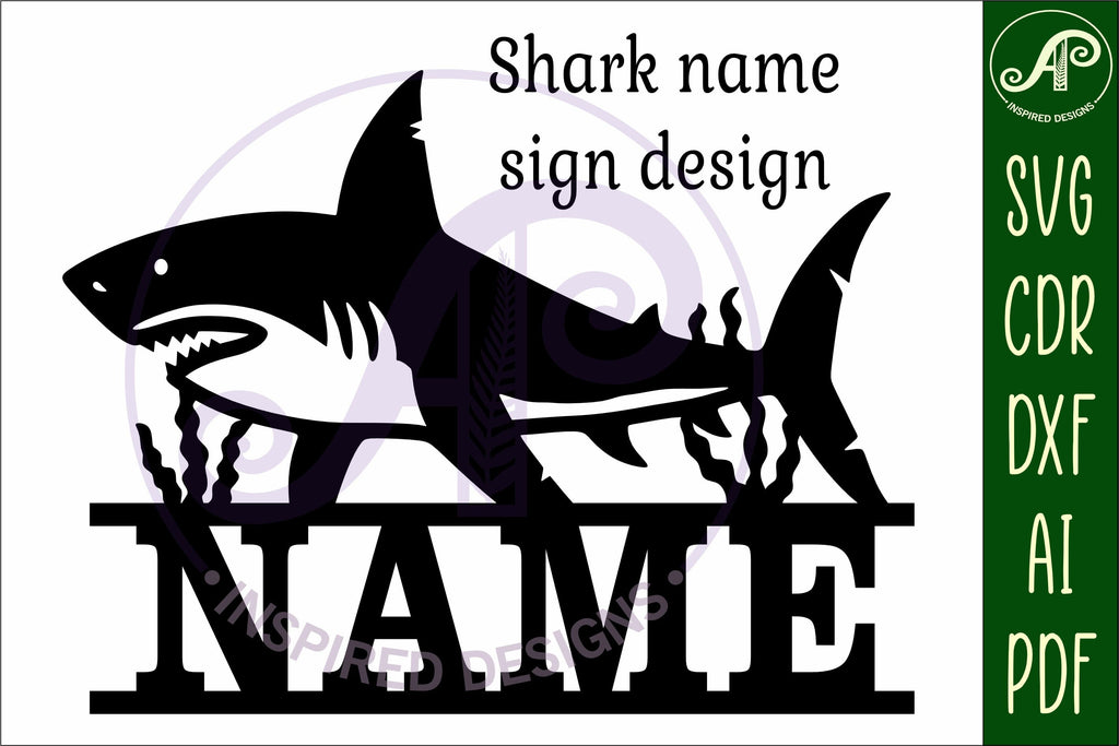 Shark name sign svg laser cut file - So Fontsy