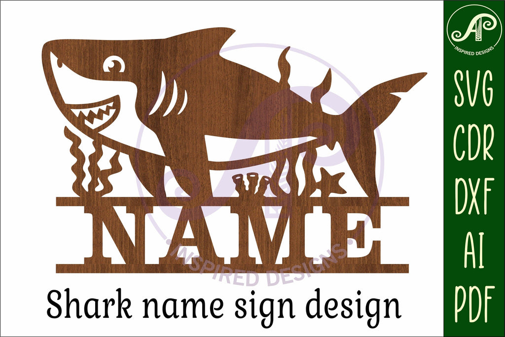 Shark name sign svg laser cut file - So Fontsy
