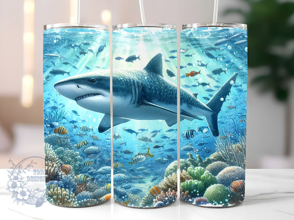 Shark Reef 20oz Skinny Tumbler Sublimation Designs for StraightTapered ...