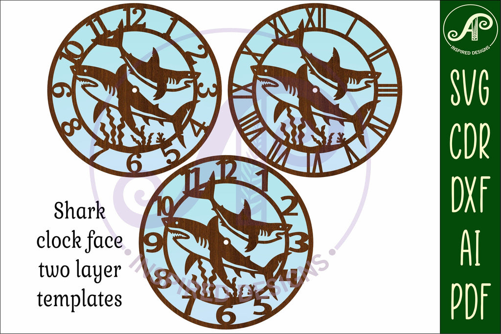Sharks clock wall clock laser cut files, SVG - So Fontsy