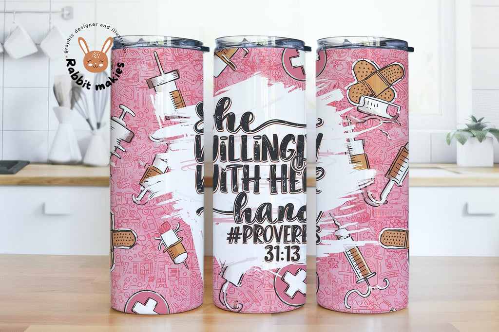 She Works Willingly With Her Hands 20oz Skinny Tumbler Design ...