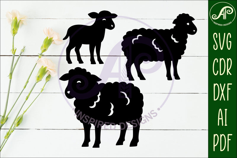 Sheep silhouette laser cut outs SVG file - So Fontsy