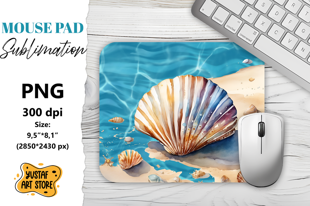 Ocean shells mouse pad sublimation. Summer mouse pad - So Fontsy