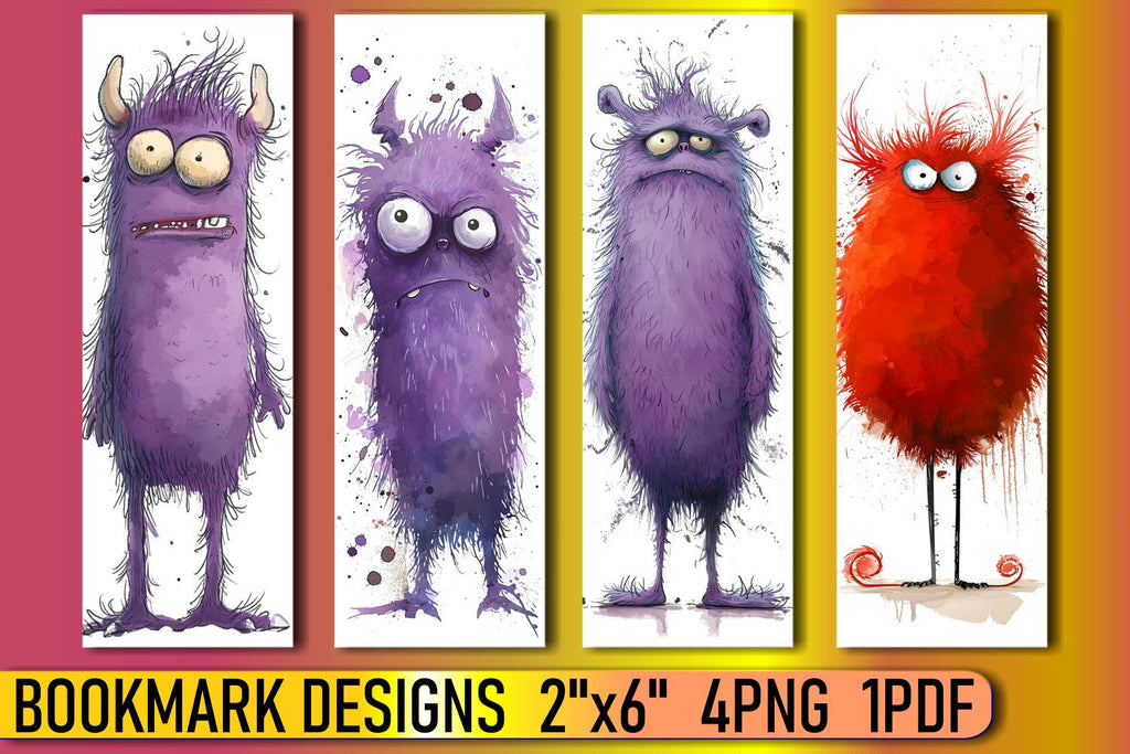 Silly Monster Printable Set for Bookmarks - So Fontsy