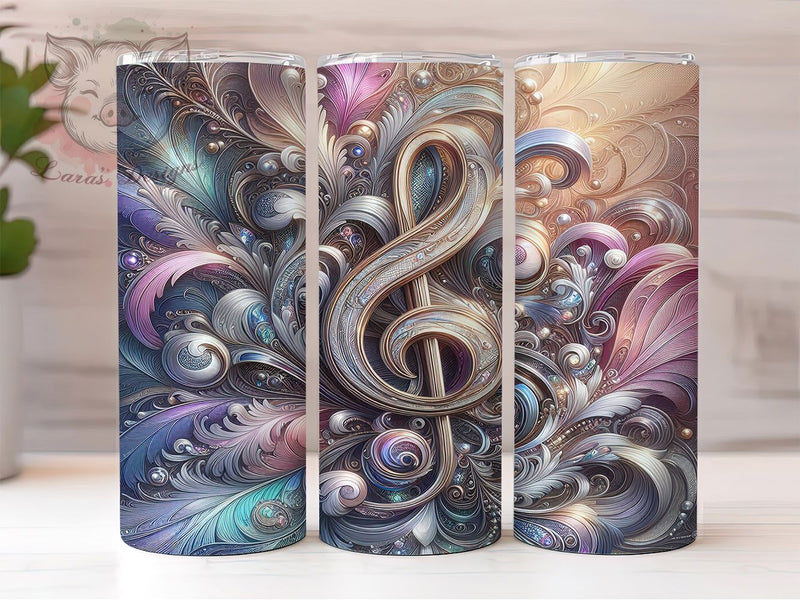 Silver Musical Notes Tumbler Wrap, Silver Musical Notes, Music Lover ...