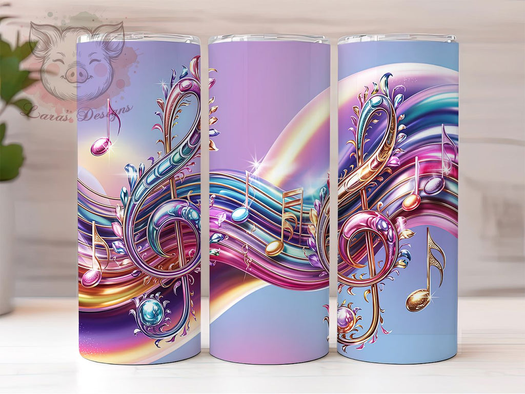 Silver Musical Notes Tumbler Wrap, Silver Musical Notes, Music Lover ...