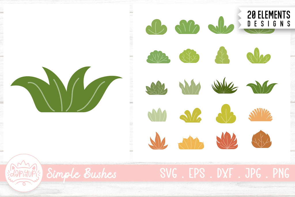 Simple Bushes Cartoon | Cute Grass Bush - So Fontsy